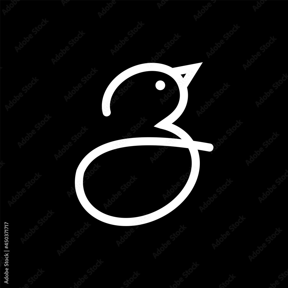 number 3 logo design in the shape of a bird ,bird logo design icon ...
