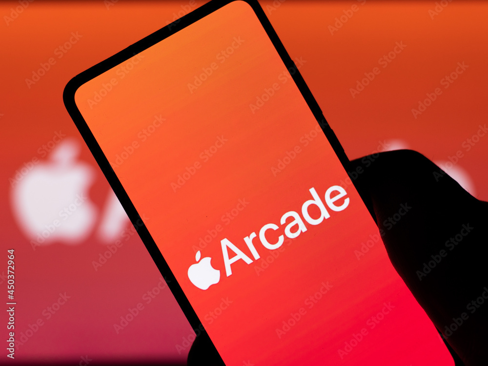 Assam, india - September 25, 2020 : Apple Arcade logo on phone screen ...
