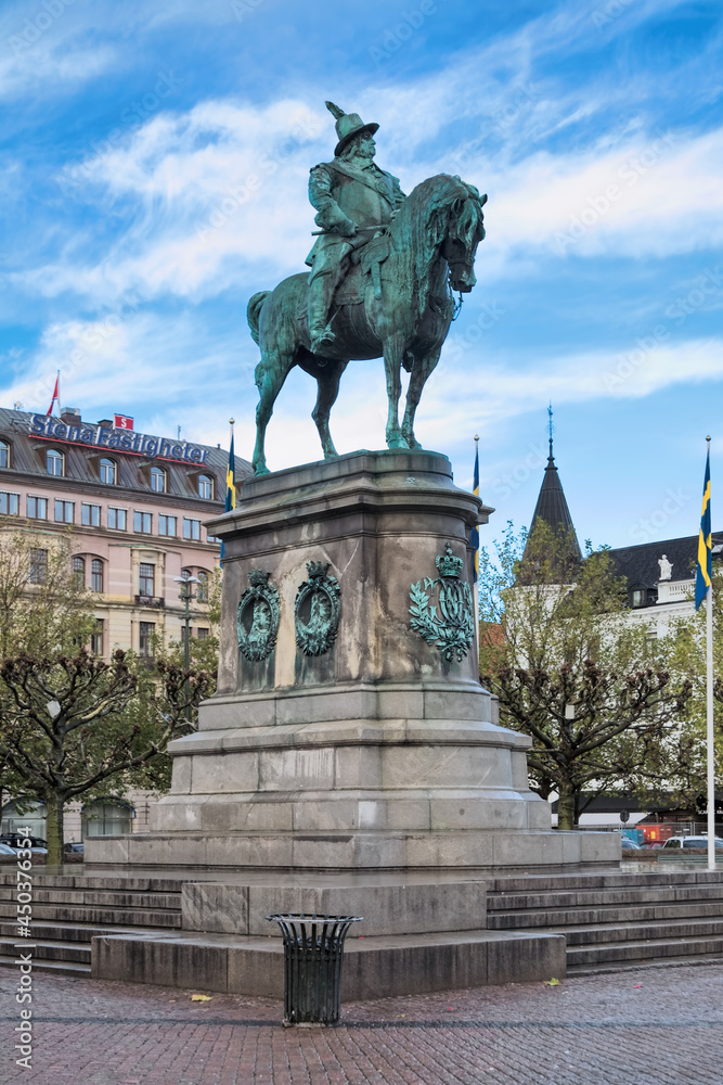 Malmo, Sweden. Equestrian statue of Charles X Gustav of Sweden on ...