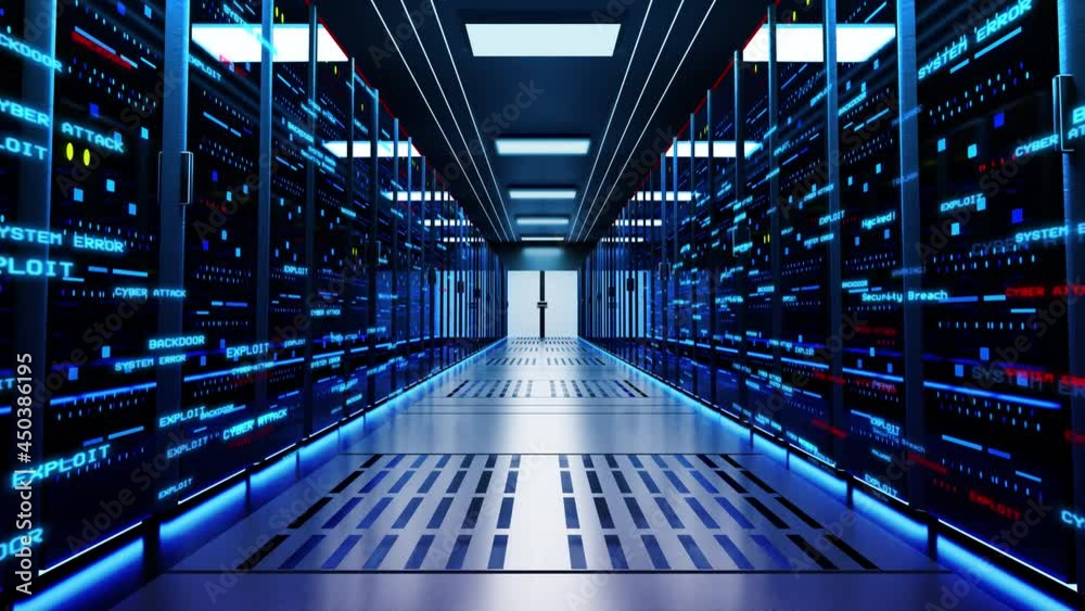 4K Digital High speed digital lines travels through fiber optic cables ...