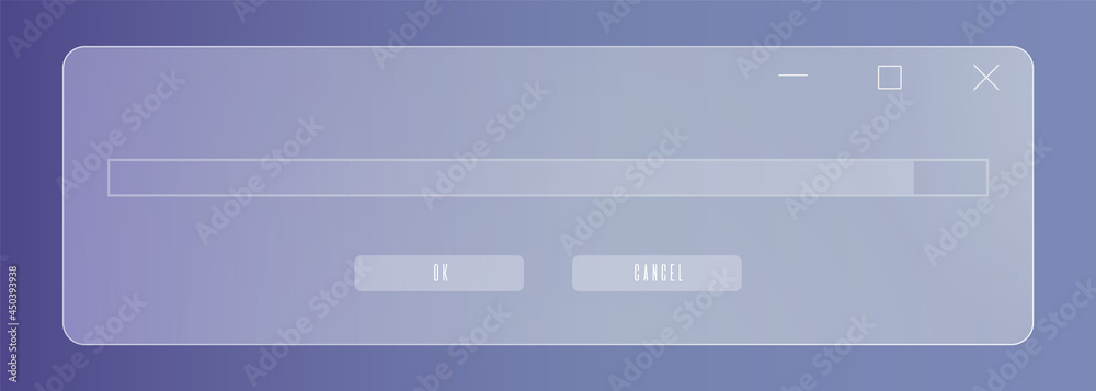Progress bar pop-up of frosted glass. Transparent loading bar window of ...