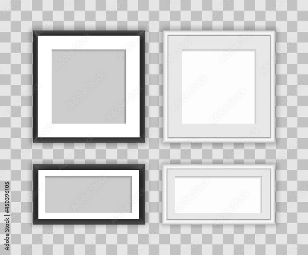 Set of realistic square black and white frames for paintings or ...