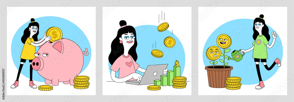 Financial literacy. Young Money. Finance, investment vector ...