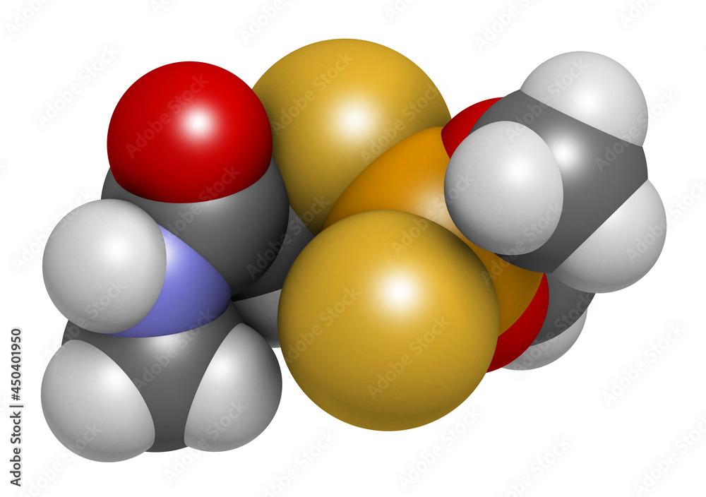 Dimethoate insecticide molecule. 3D rendering. Stock Illustration ...
