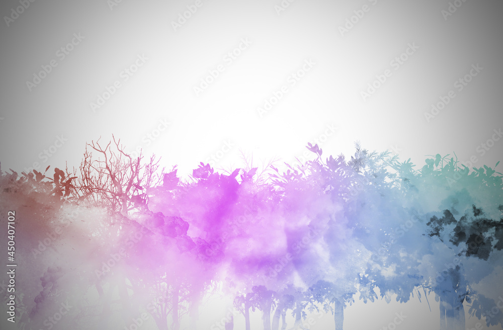 abstract colorful forest tree trees background bg art Stock ...