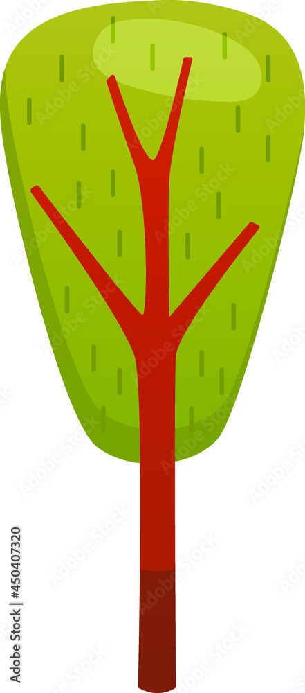 Vector Illustration In Cartoon Style With Gradients. Stylized Tree On ...