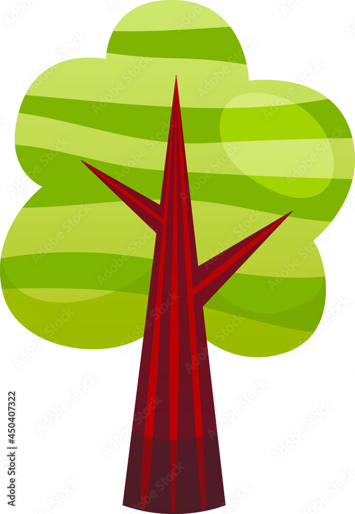 Vector Illustration In Cartoon Style With Gradients. Stylized Tree On ...