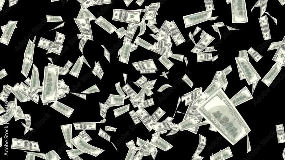 4K Stacks of money falling from Up animation on Green screen Background ...