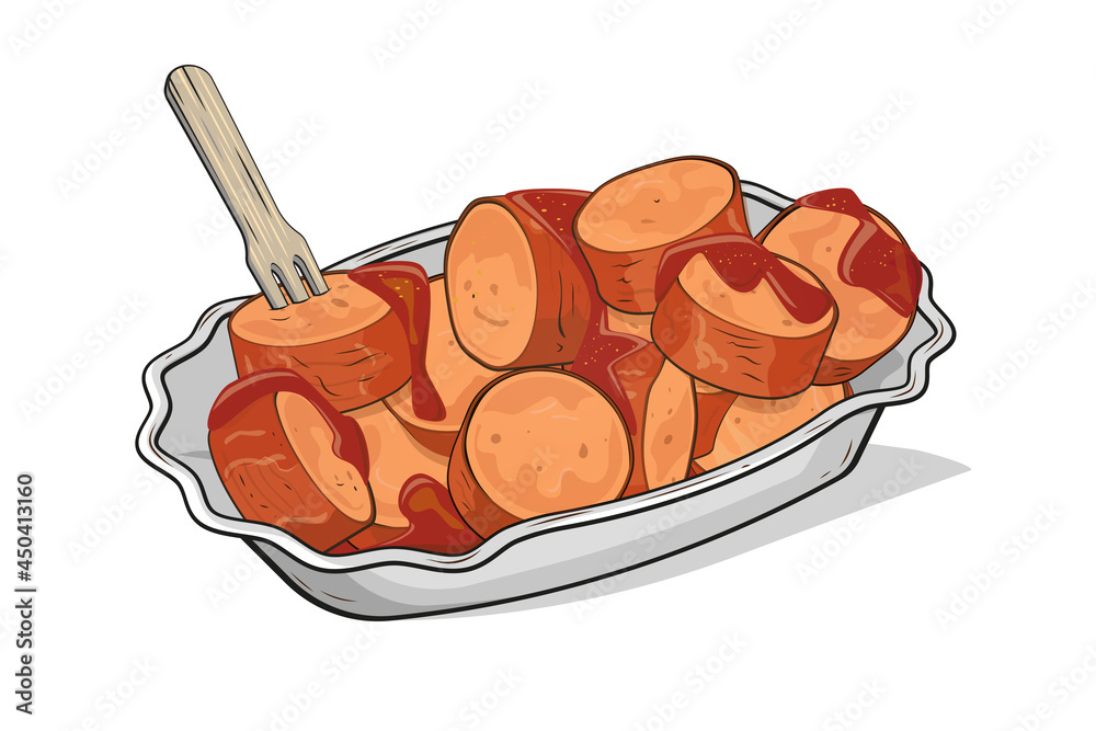 cartoon illustration of the German specialty Currywurst Stock Vector ...