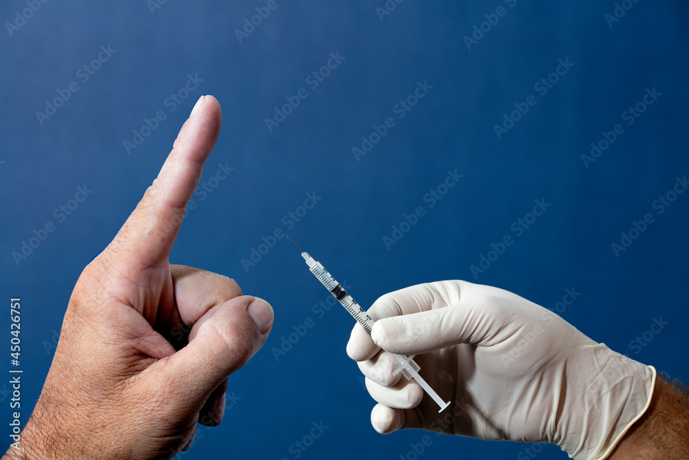 Denial of medical vaccination concept. Stop the medical injection ...