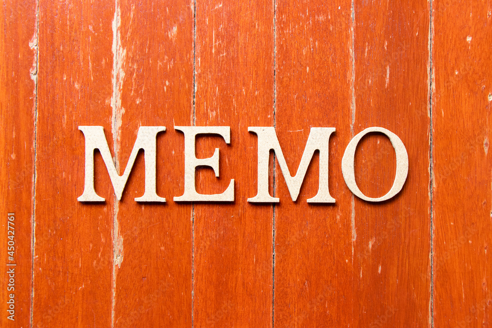 Alphabet letter in word memo on old red color wood plate background ...