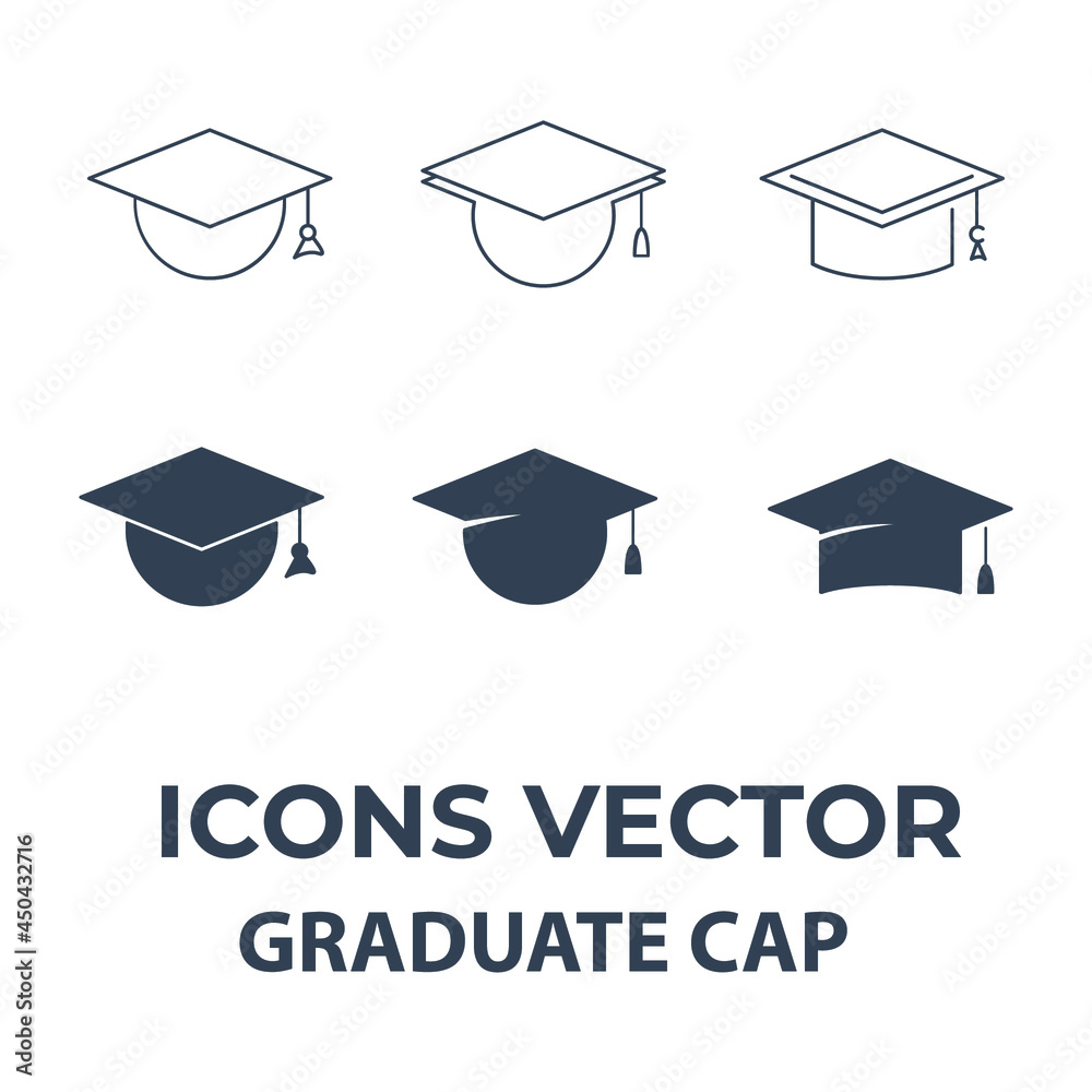 graduate cap icon set. graduate cap pack symbol vector elements for ...