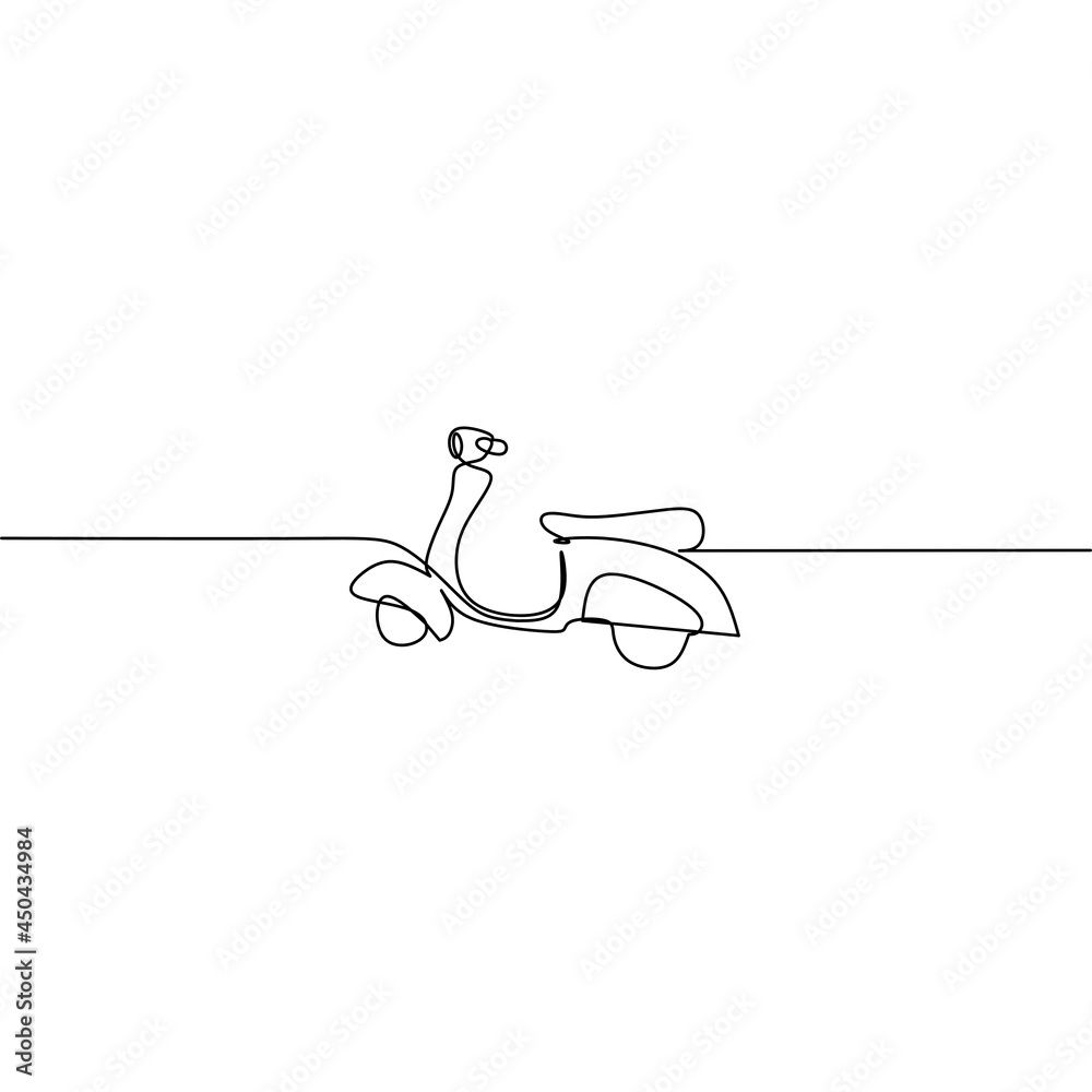 Continuous line drawing of motorcycle, object one line, single line art ...