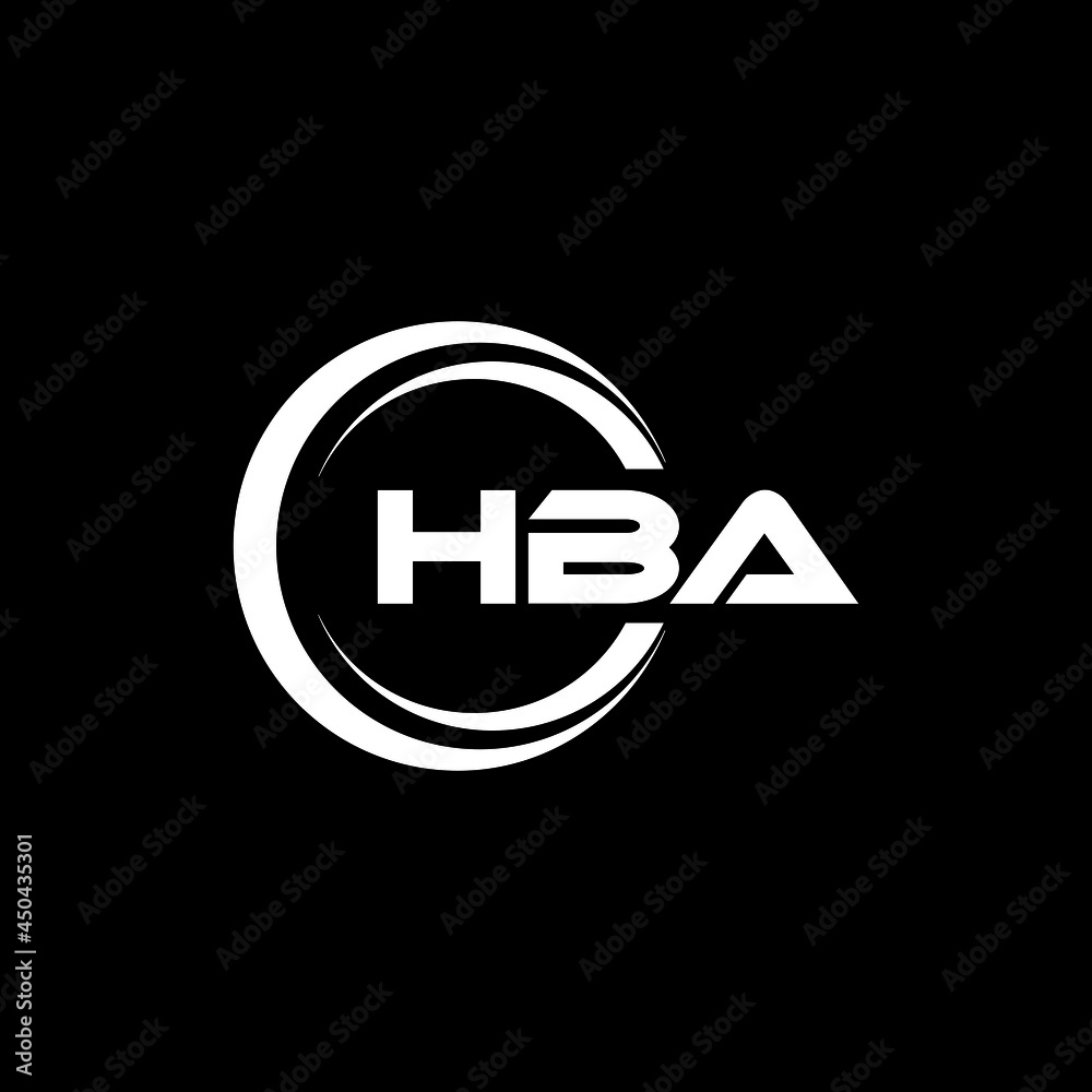 HBA letter logo design with black background in illustrator, vector ...