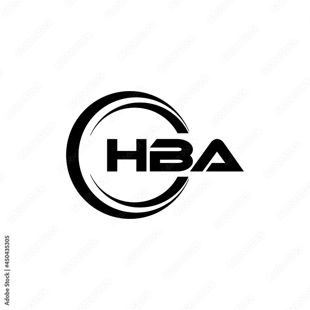 HBA letter logo design with white background in illustrator, vector ...