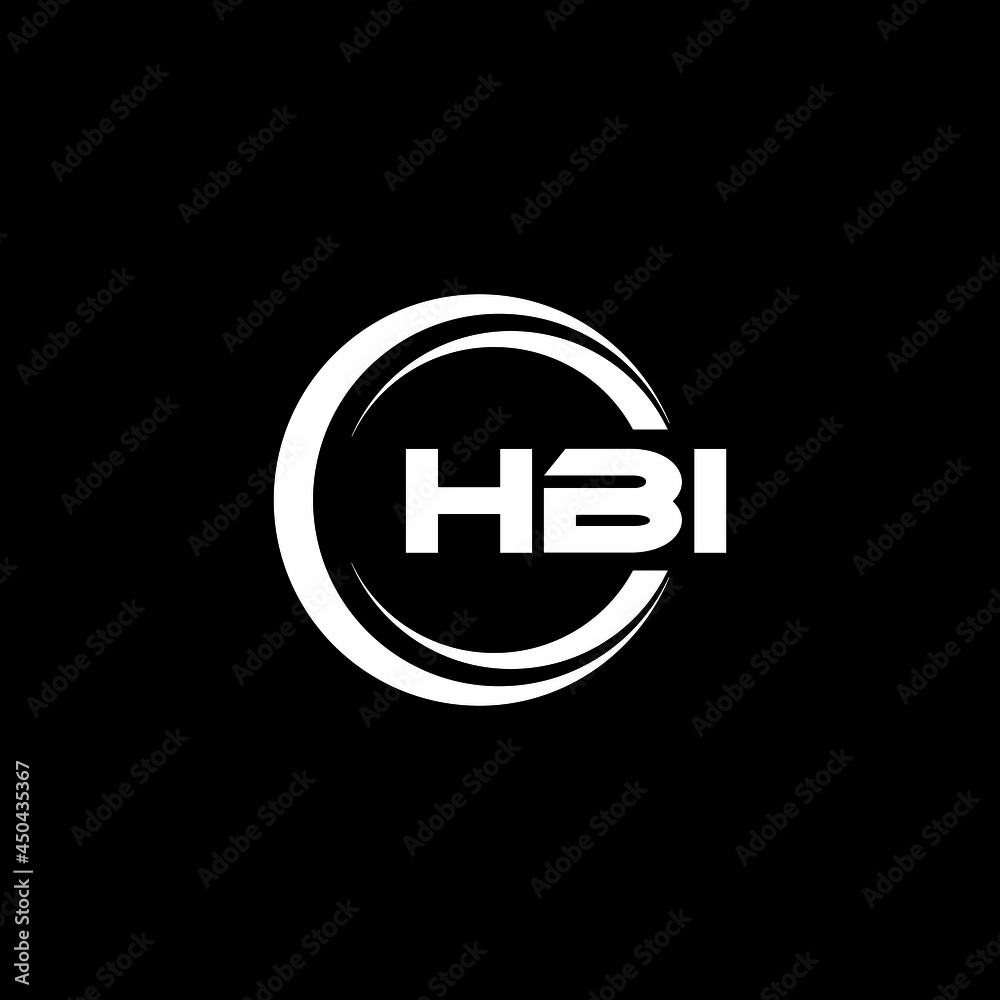HBI letter logo design with black background in illustrator, vector ...