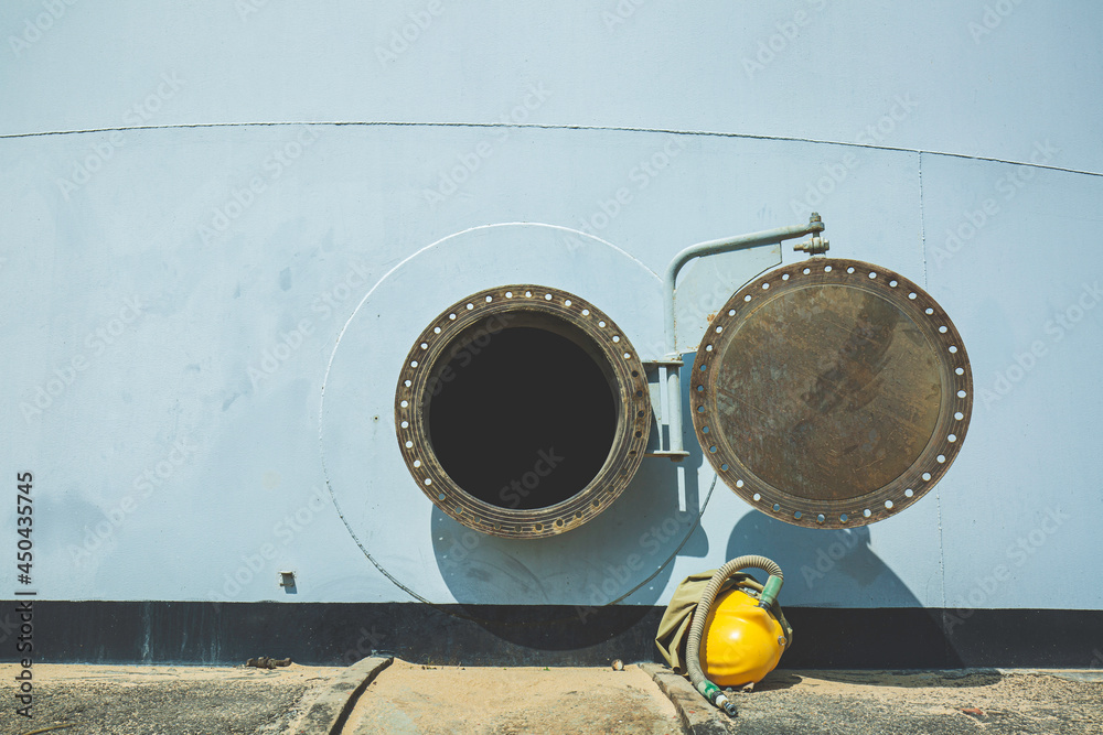 Tank white confined space entry Stock Photo | Adobe Stock