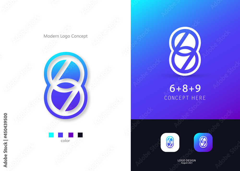 Abstract number six, eight and nine concept logo design element for ...