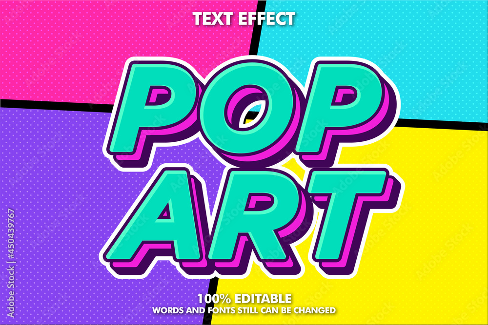 Fancy pop art edtable text effect and background Stock Vector | Adobe Stock