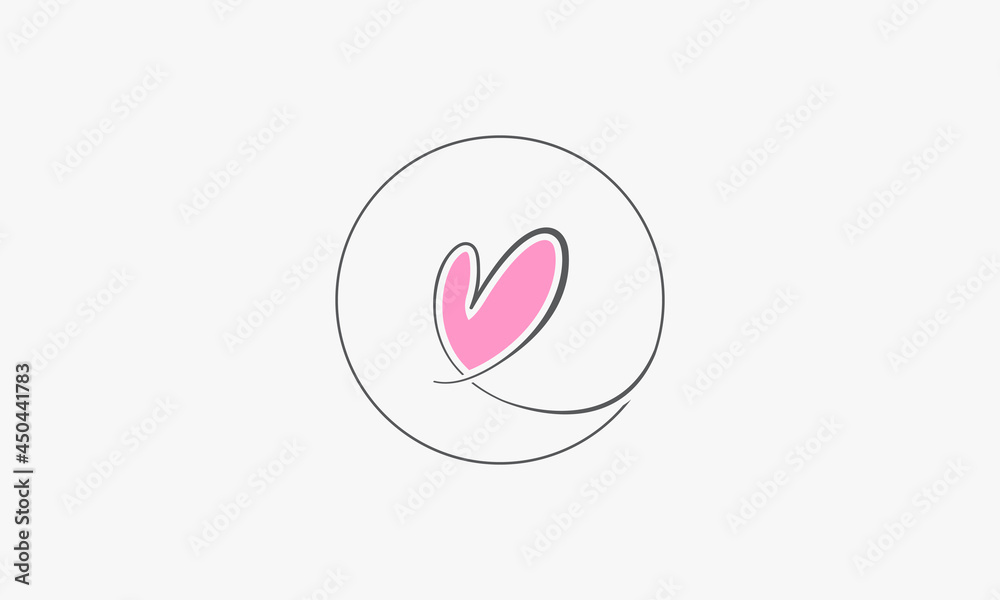 heart line circle logo isolated on white background. Stock Vector ...