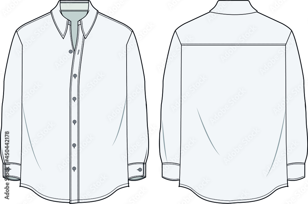 Ladies Shirt Front and Back view Illustration Vector Template, Fashion ...