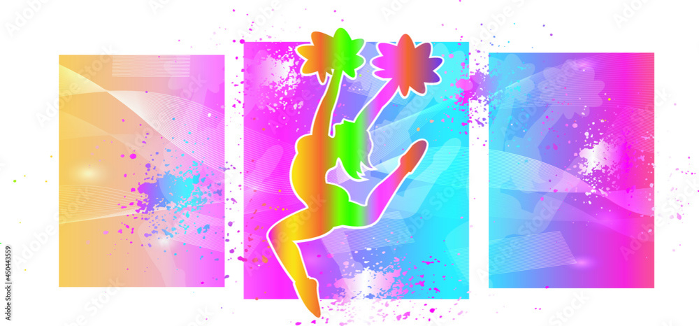 Cheerleading logo design. Colorful sport background. Website Landing ...