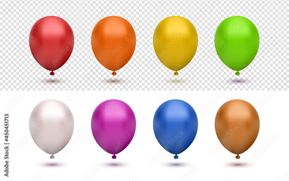 realistic 3d colorfull balloon collection set on transparent background ...