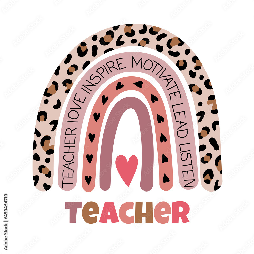 Teacher rainbow school. Teacher life. Vector illustration. Isolated on ...