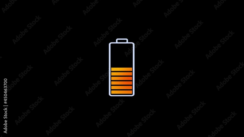 Floating Battery on digital grid fully charged Graphic Animation ...