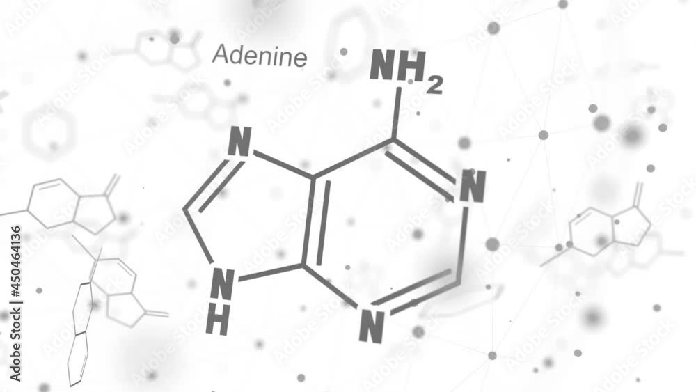 Chemical structural formula of adenine - DNA and RNA nitrogen base ...