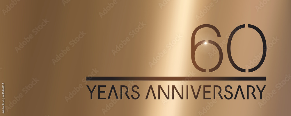 60 years anniversary vector logo, icon. Graphic symbol with metallic ...