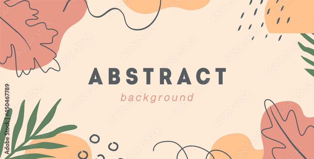 Boho Autumn horizontal banner template. Trendy abstract background with ...