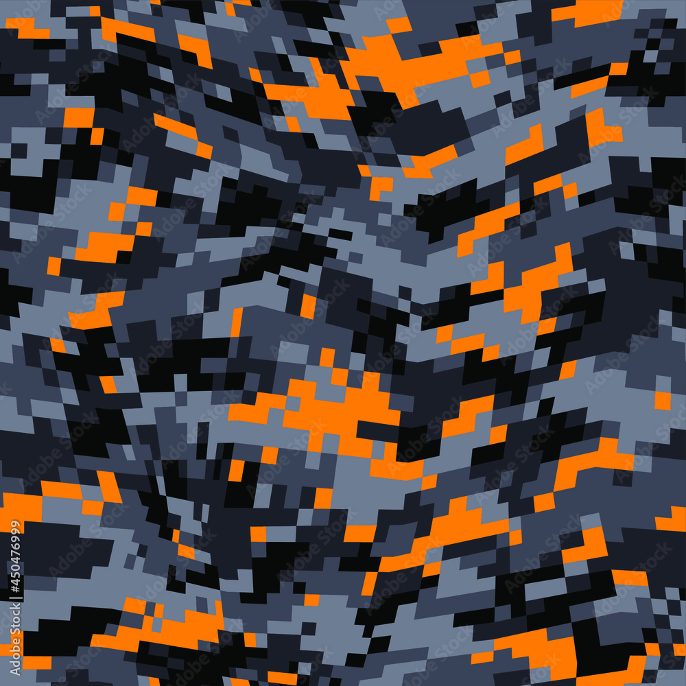 Pixel camouflage texture seamless pattern. Abstract modern digital ...