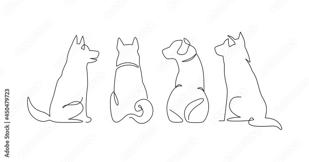 Self drawing animation of sitting dog from back. Hand drawn ...