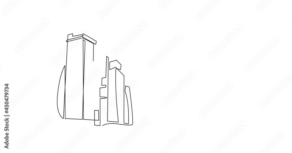 Self drawing animation of Modern cityscape. Metropolis architecture ...