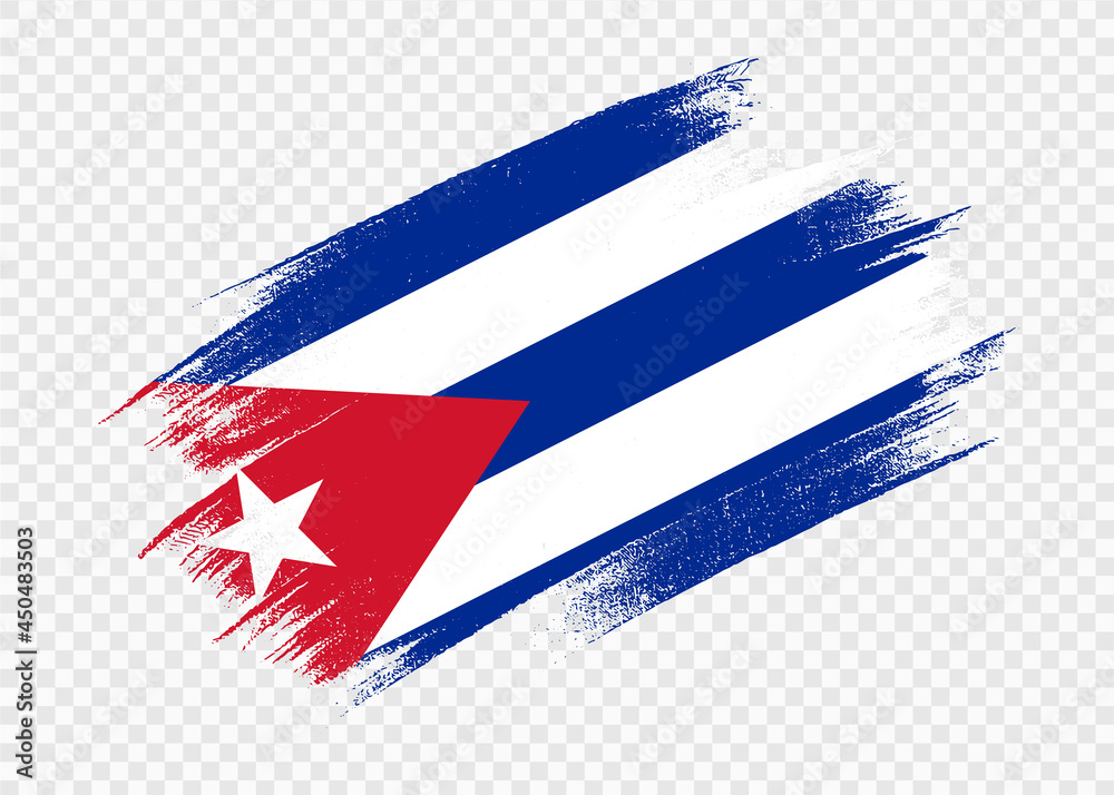 Cuba flag with brush paint textured isolated on png or transparent ...