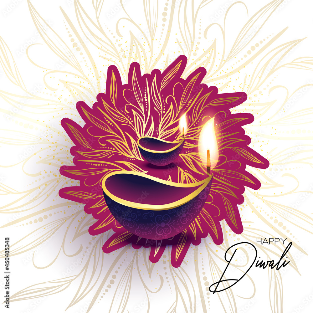 Happy Diwali. Paper Graphic of Indian Rangoli. Rangoli - A traditional ...