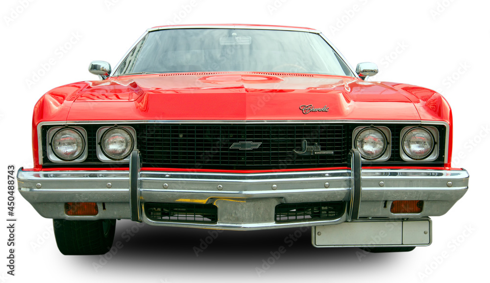 Classical American vintage car Chevrolet Impala Super Sport. Front view ...