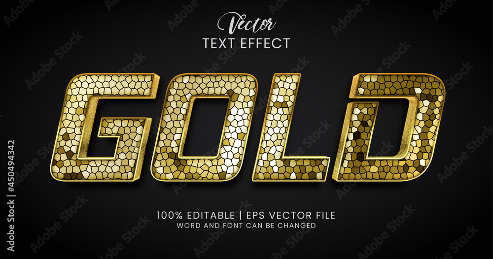 Gold text, stained glass text effect style Stock Vector | Adobe Stock