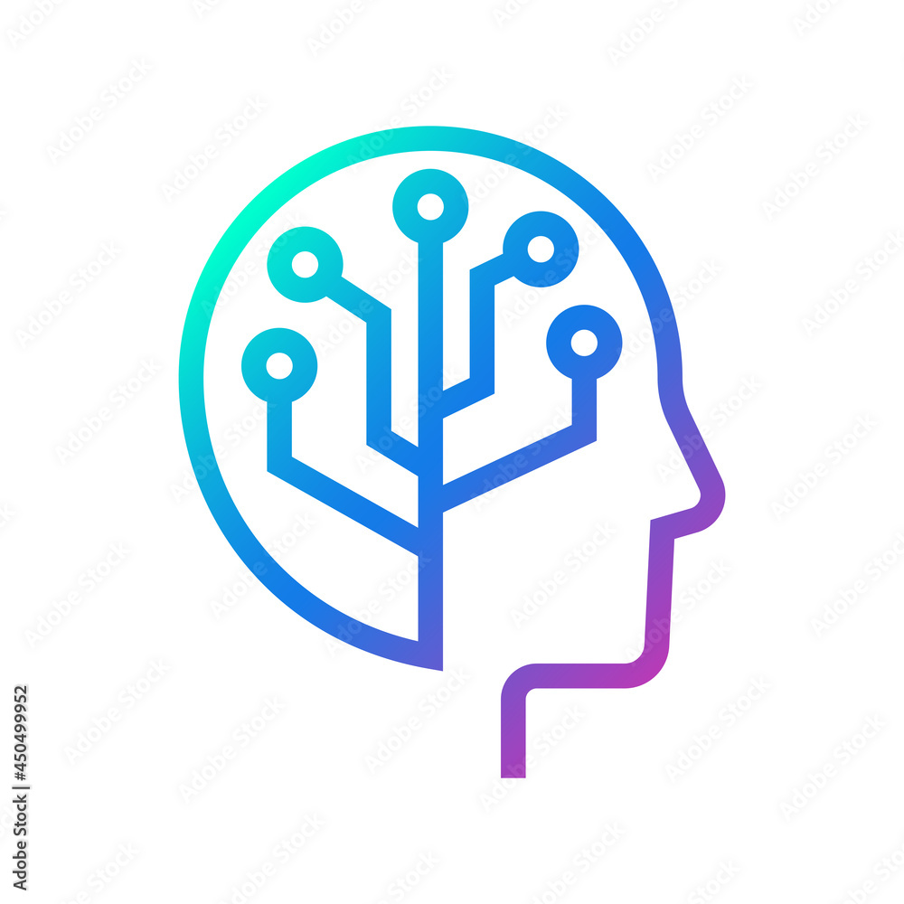 Human head tech logo, Circuit board technological brain, Artificial ...