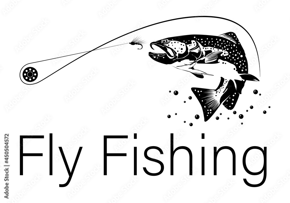 graphic fly fishing. clip art black fishing on white background ...