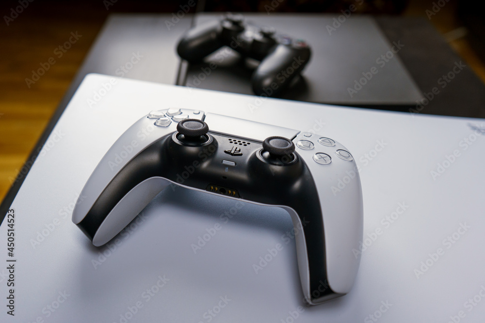 Sony PlayStation 5. New generation gaming computer Stock Photo | Adobe ...