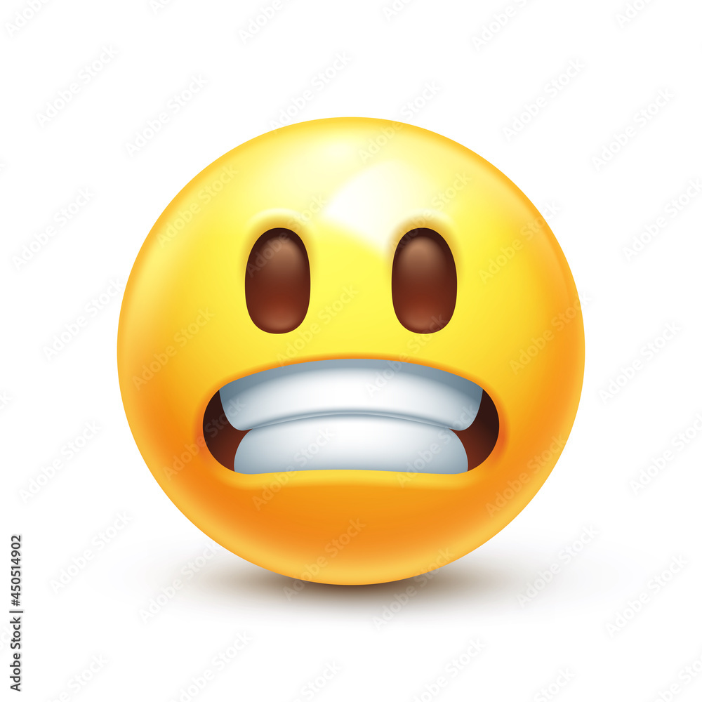 Grimacing emoji. Awkward emoticon with clenched teeth, "I didn’t do ...