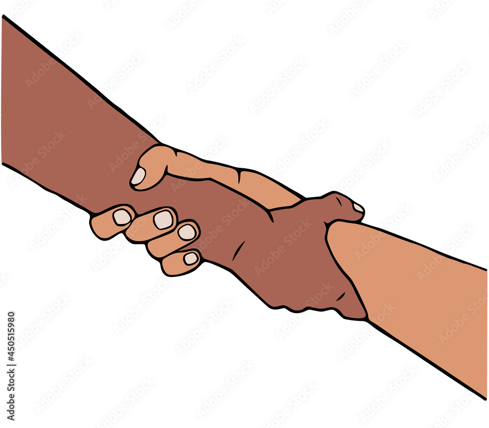 Helping hand vector illustration in cartoon style. Stock Vector | Adobe ...