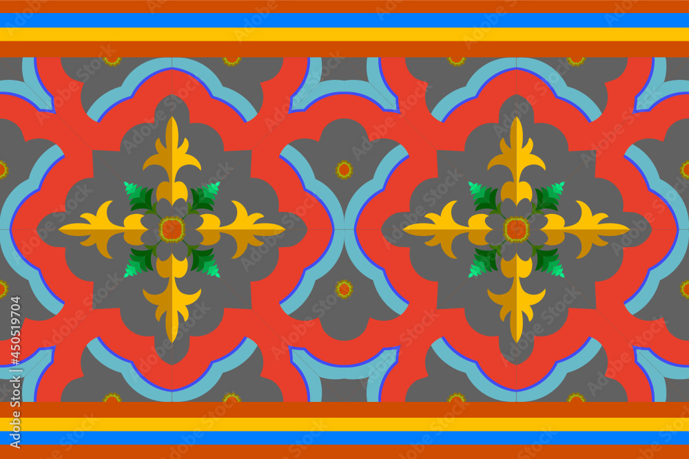 red and yellow color bohemian fabric pattern , for book cover and ...