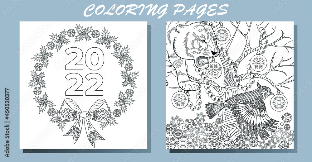 Coloring Pages. Doodle style new year coloring book. Happy new year ...