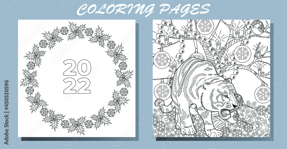 Coloring Pages. Doodle style new year coloring book. Happy new year ...