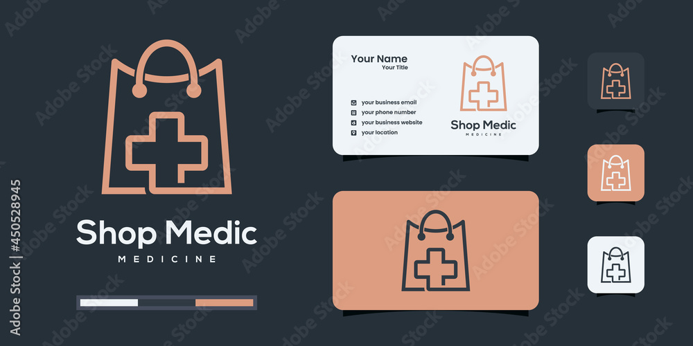 Health shop logo with line art style. medicine logo design inspiration ...