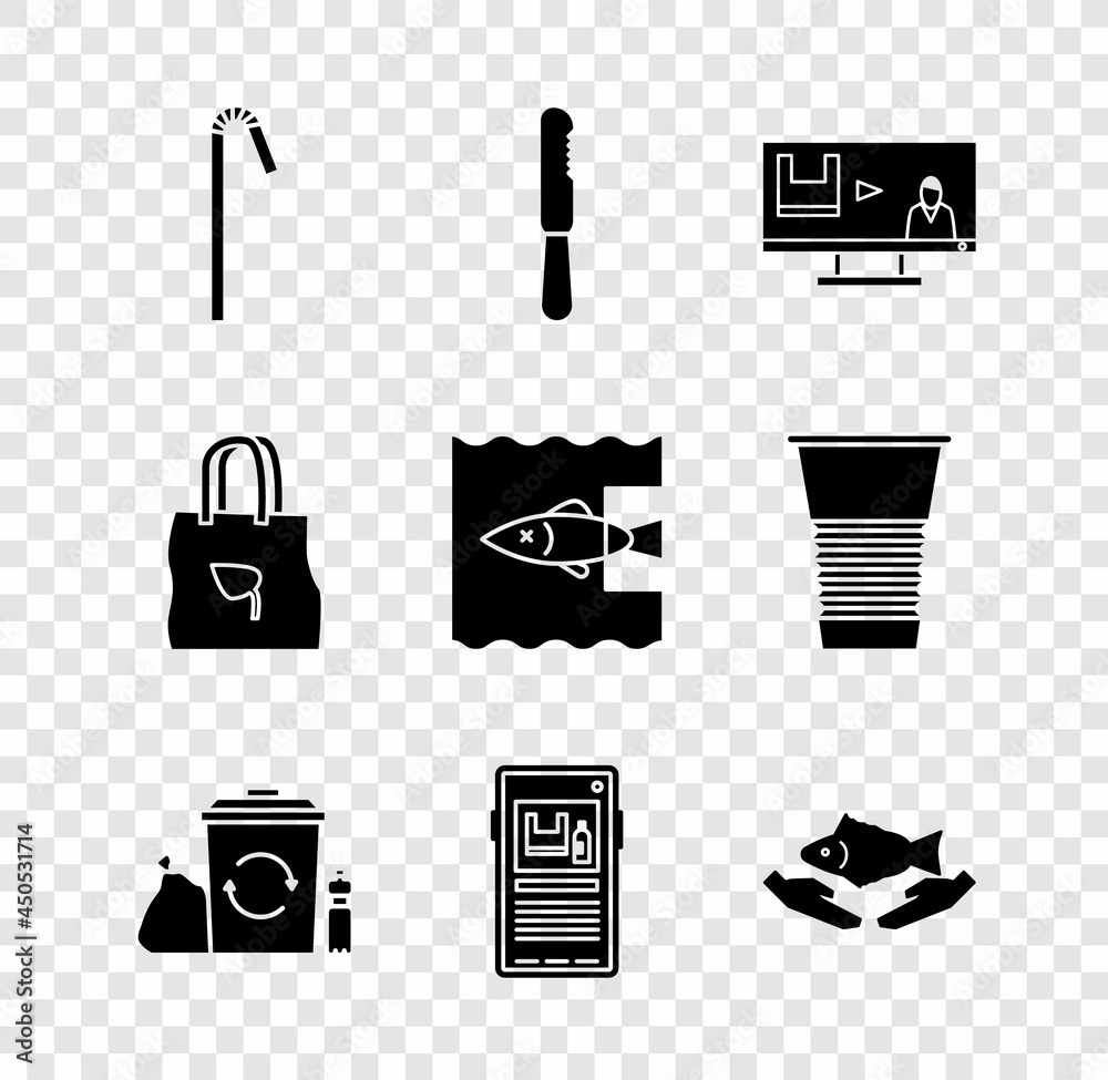 Set Drinking plastic straw, Disposable knife, Stop pollution, Recycle ...