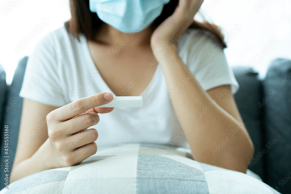 Asian young woman with hygiene protective face mask using SARS 2019 ...